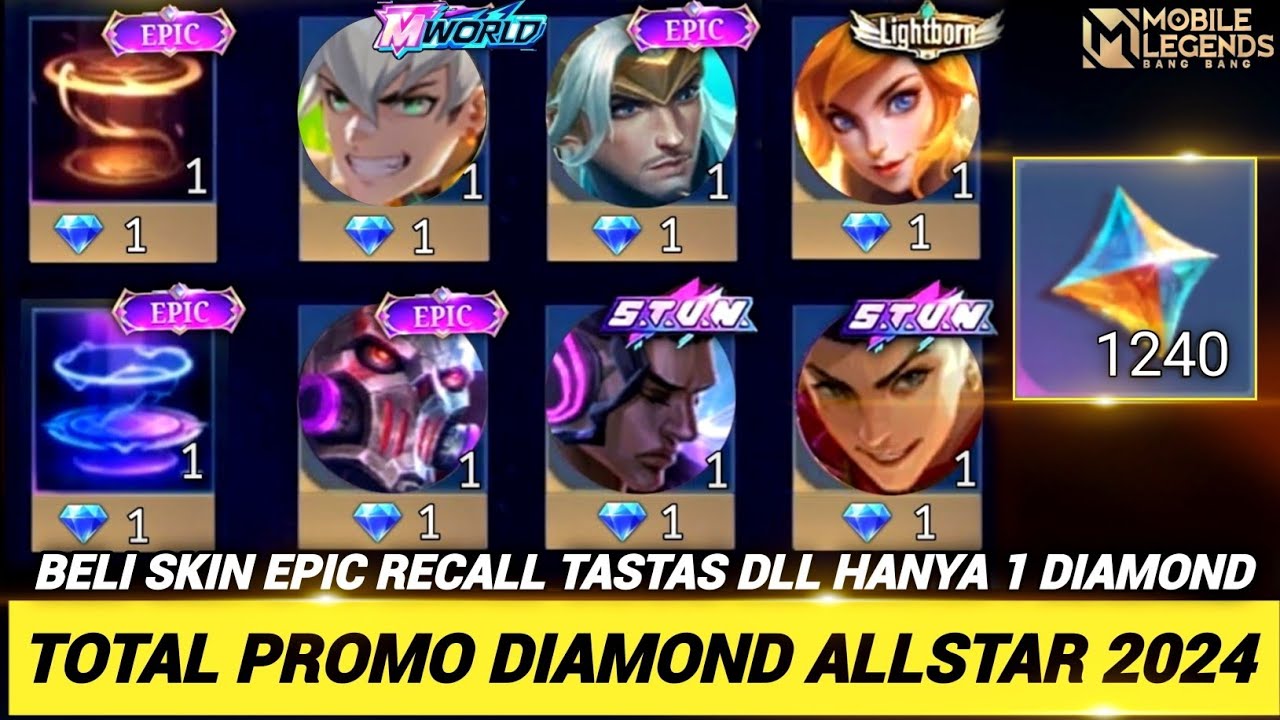 TOTAL PROMO DIAMOND ALLSTAR GRATISAN !! PANEN SKIN 1 DIAMOND RECALL ...