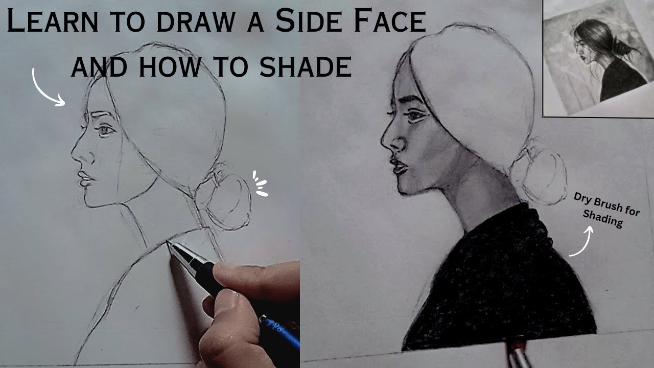 Draw a face with me | How to draw a side face | how to shade | for ...