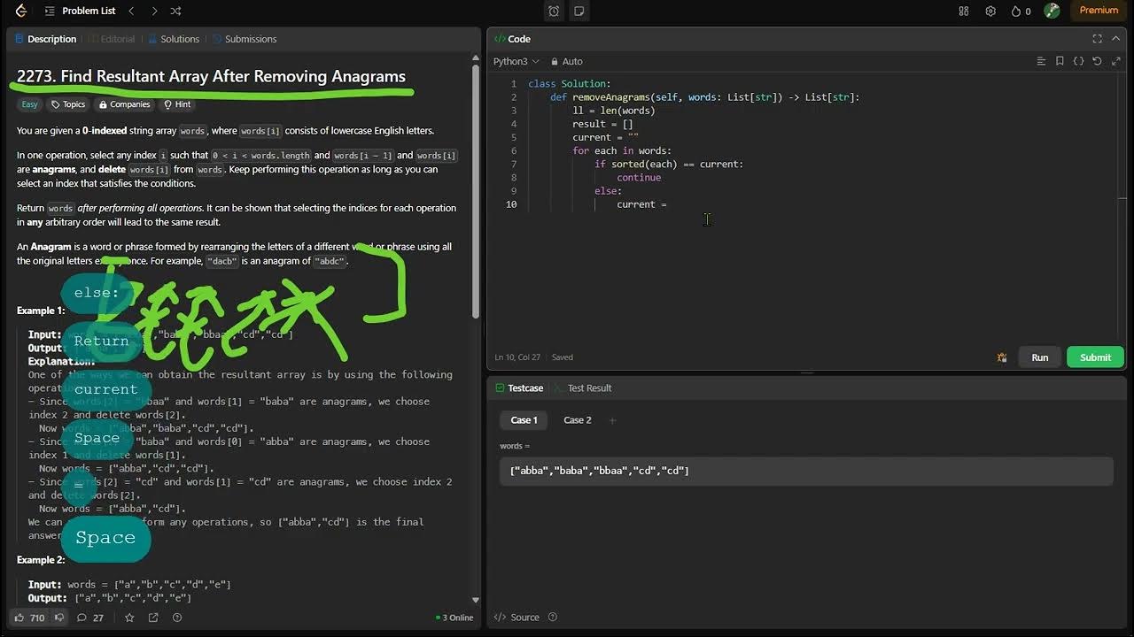 Leetcode easy problem 2273. Find Resultant Array After Removing Anagrams | devops python ...