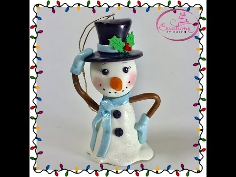 Snowman/hombre de nieve tutorial in cold porcelain/gumpaste - YouTube