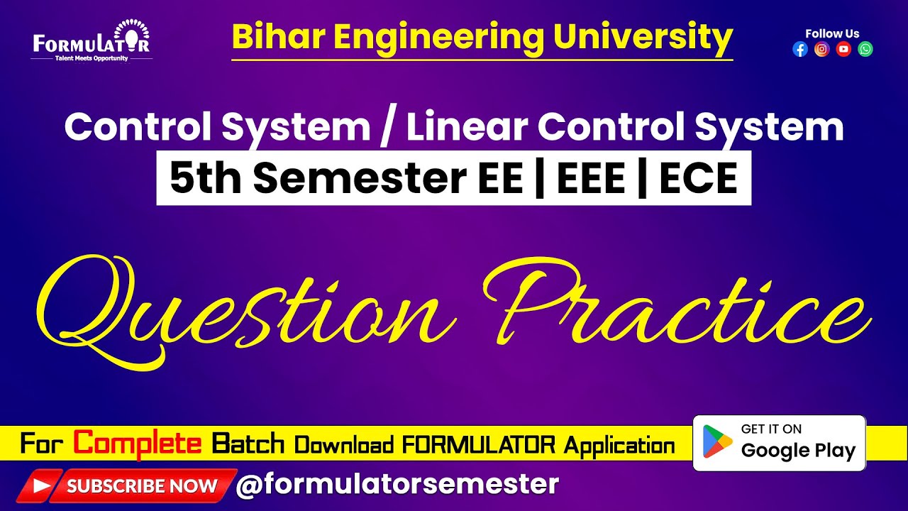 Question Practice | Control System | Linear Control System | 5th ...