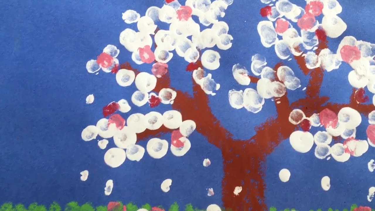 Sakura finger print painting - YouTube