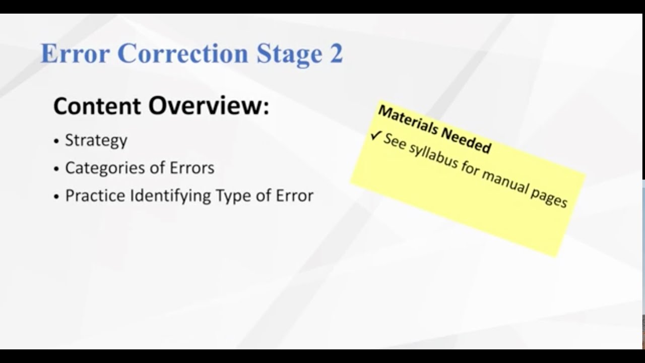 Error Correction Stage 2 - YouTube