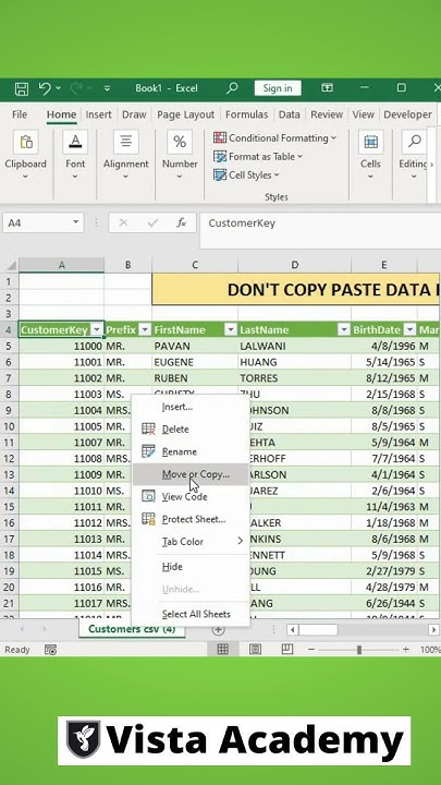 Quickly copy-paste sheet data into another sheet in excel. #exceltech #excel #exceltips - YouTube