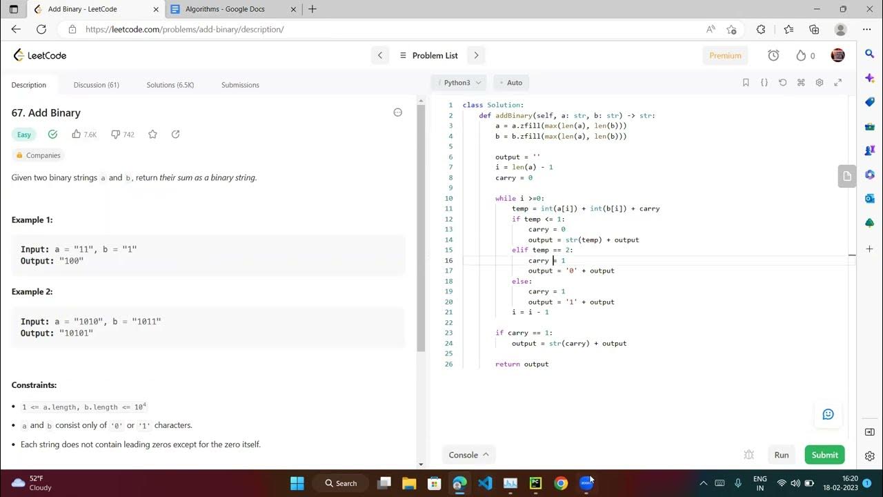 Leetcode # 67. Add Binary - YouTube