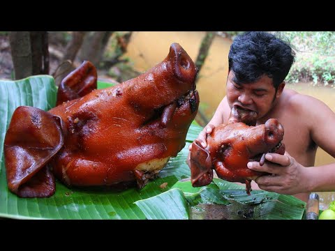 100 Pound of Pig head Cooking Yummy Stew BBQ Recipe - Cook delicious ...