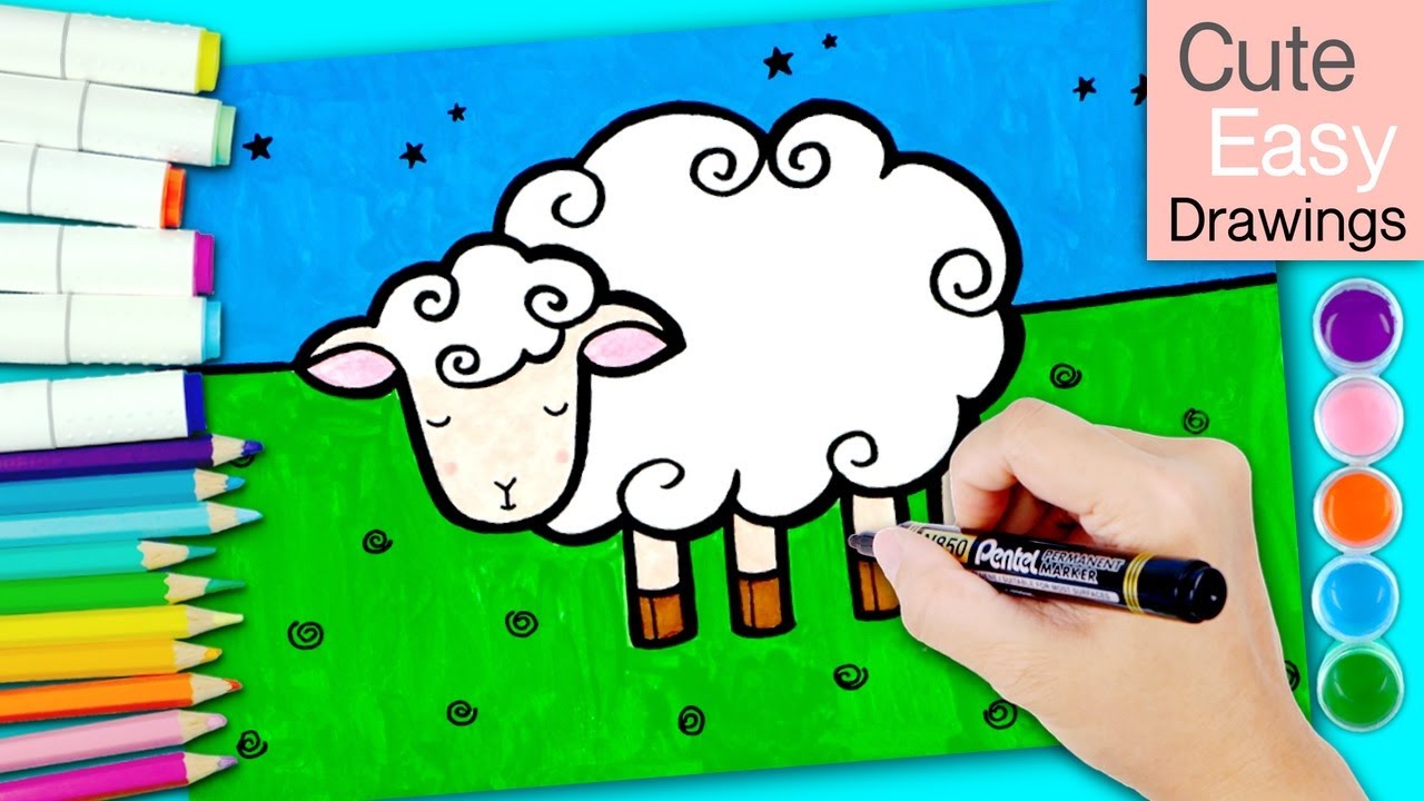 HOW TO DRAW A SHEEP Farm Animals Drawing | Cute Easy Drawings - YouTube