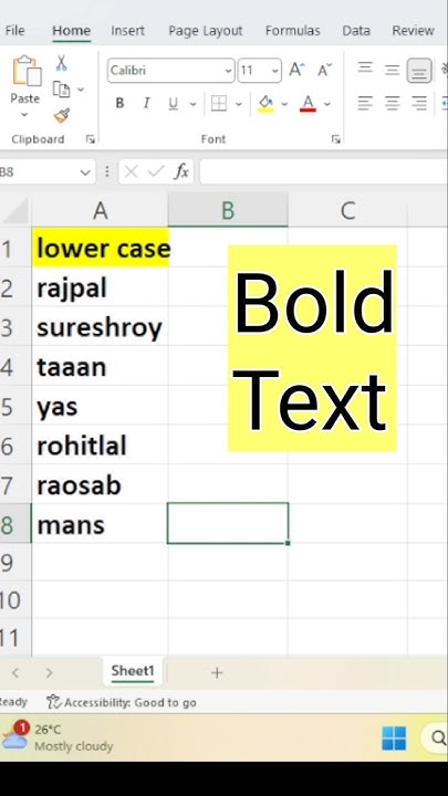 how to bold text in excel #exceltips #microsoftexcel - YouTube