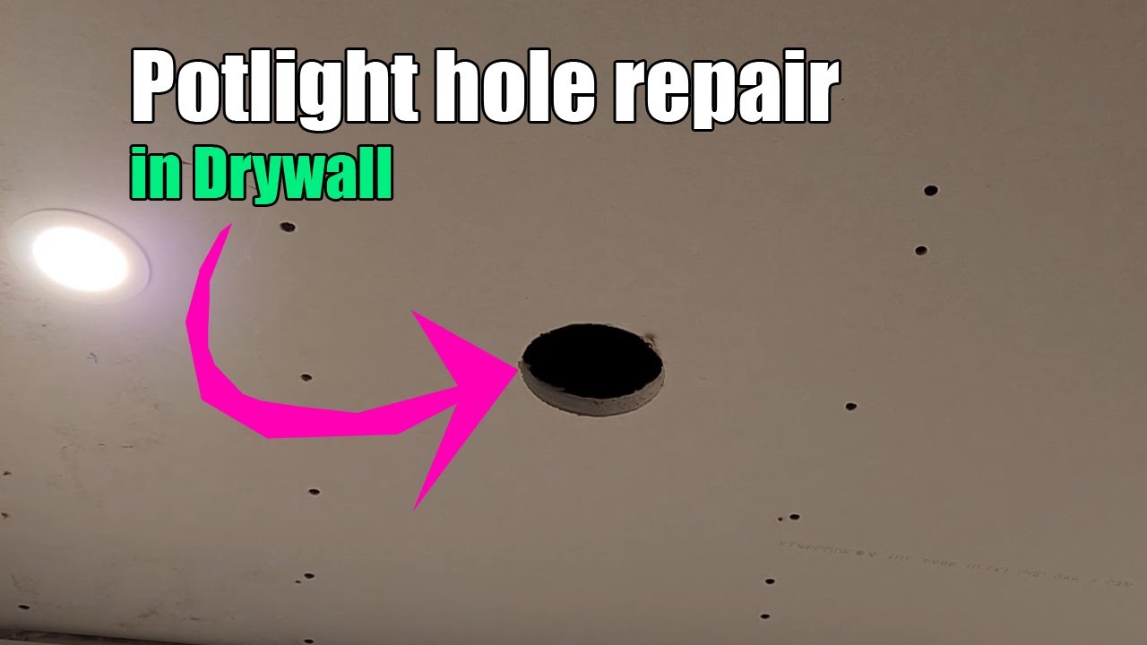 pot light hole repair in drywall - YouTube