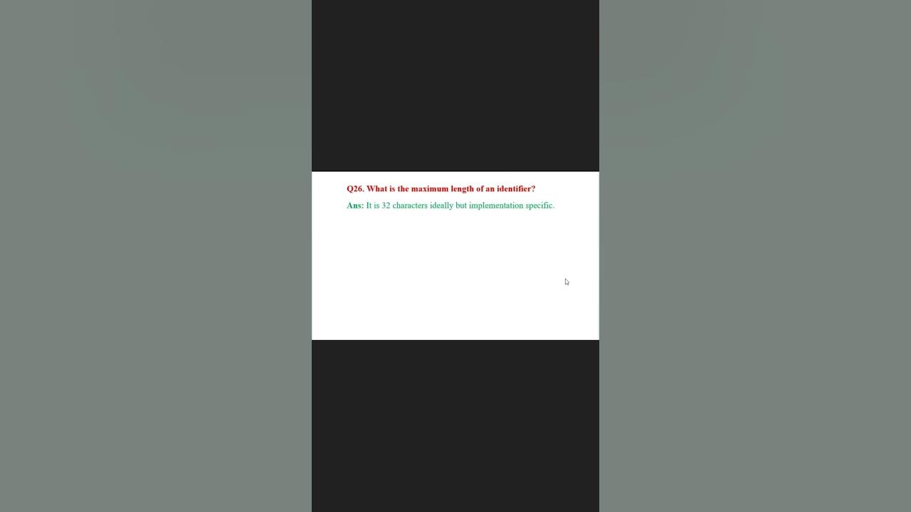Q26. What is the maximum length of an identifier? - YouTube