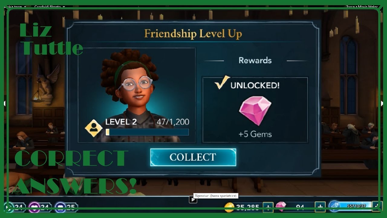 Friendship Level Up LIZ TUTTLE Correct ANSWERS - Harry Potter Hogwarts ...