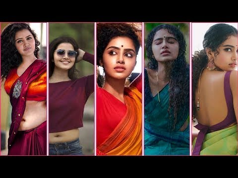 Mallu Actress Anupama Parameshwaran hot 🔥 saree navel show photoshoot ...