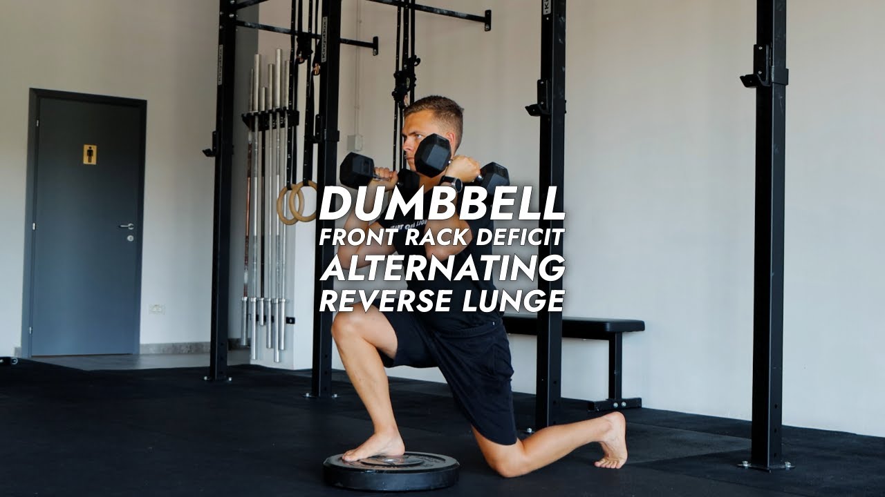 Dumbbell Front Rack Deficit Alternating Reverse Lunge - YouTube
