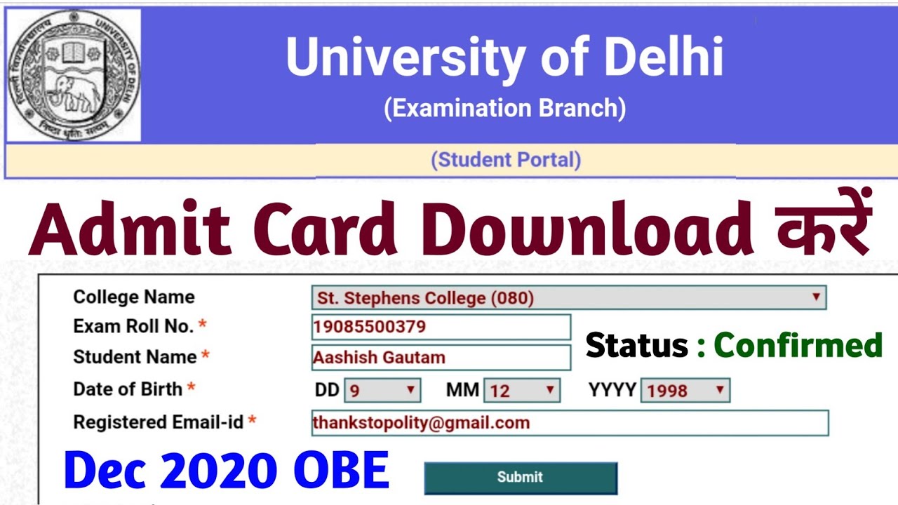 DU OBE Admit Card | DU Admit Card Download 2020 | How to Download DU ...