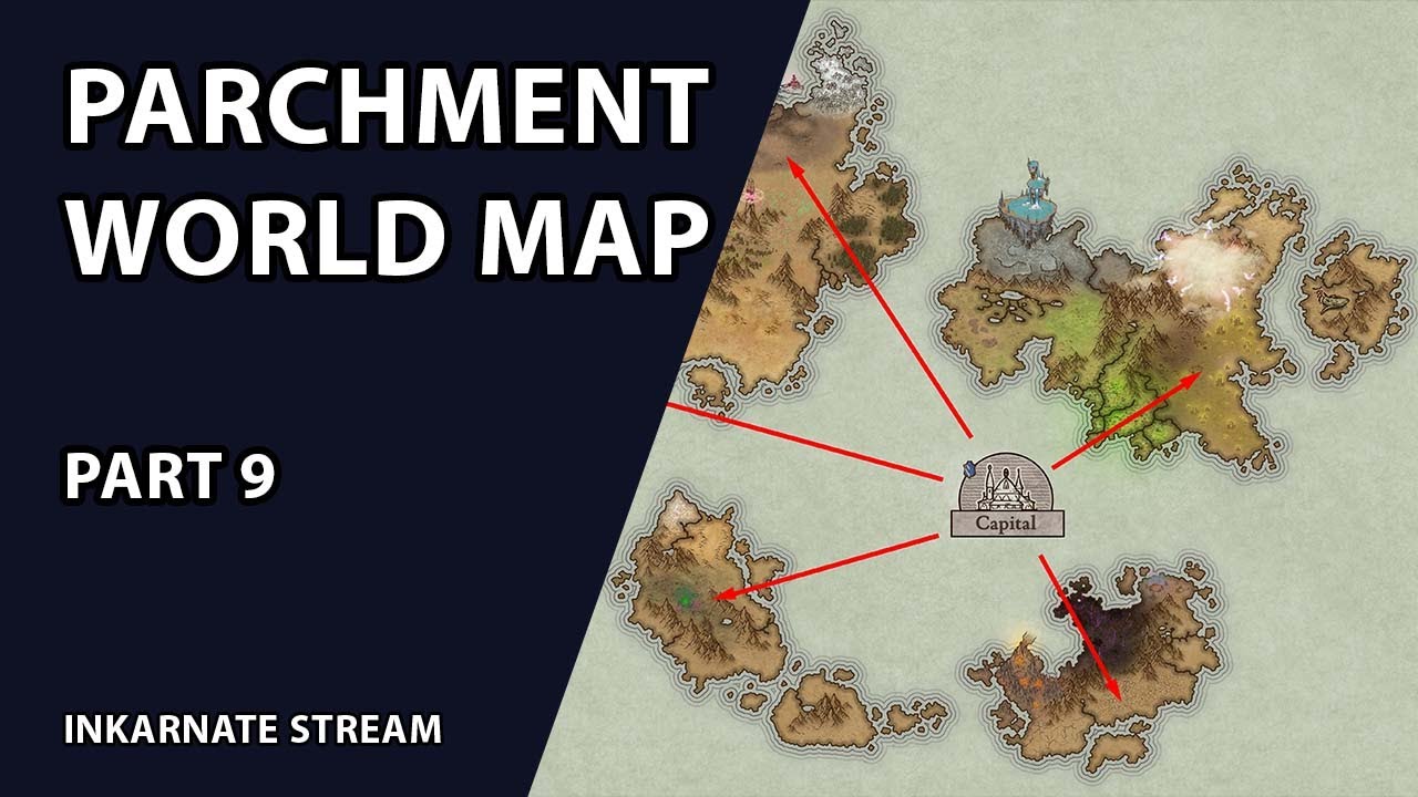 Parchment World Map: Part 9 | Inkarnate Stream. - YouTube
