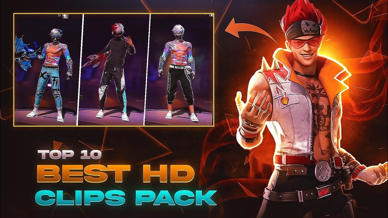 TOP 10 CLIP PACK || FREE FIRE CLIPS PACK 💯 || FREE FIRE EMOTE PACK ...