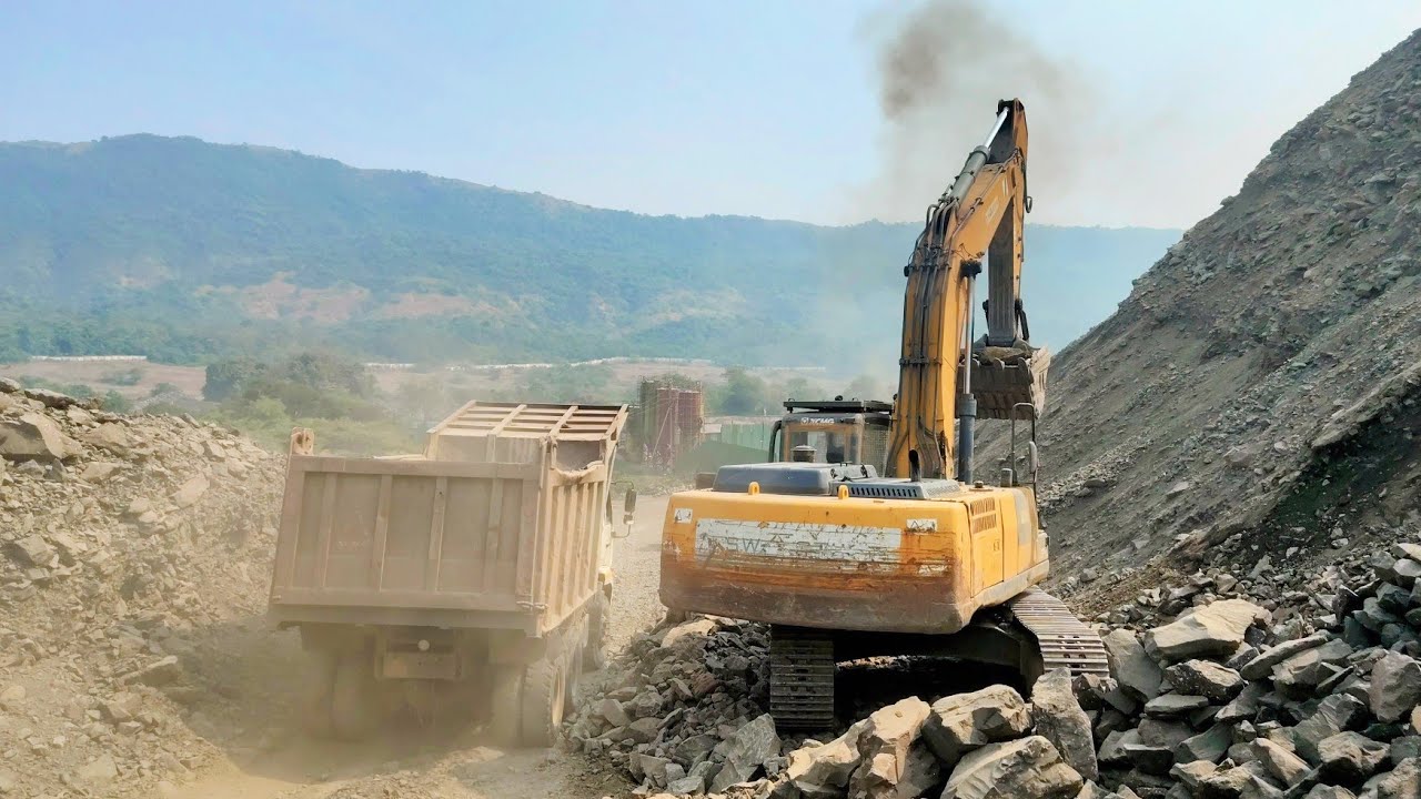 Excavator Work Video | Excavator Machine Loading Stone 🪨 in Tipper ...