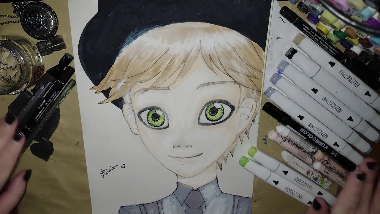 Drawing 201 Adrien From Miraculous Ladybug & Chat Noir ^o^ - YouTube