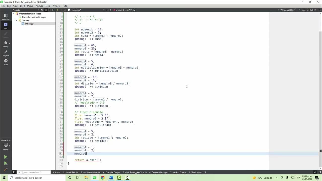 Tutorial Qt Creator - 008 - Operadores aritméticos - YouTube