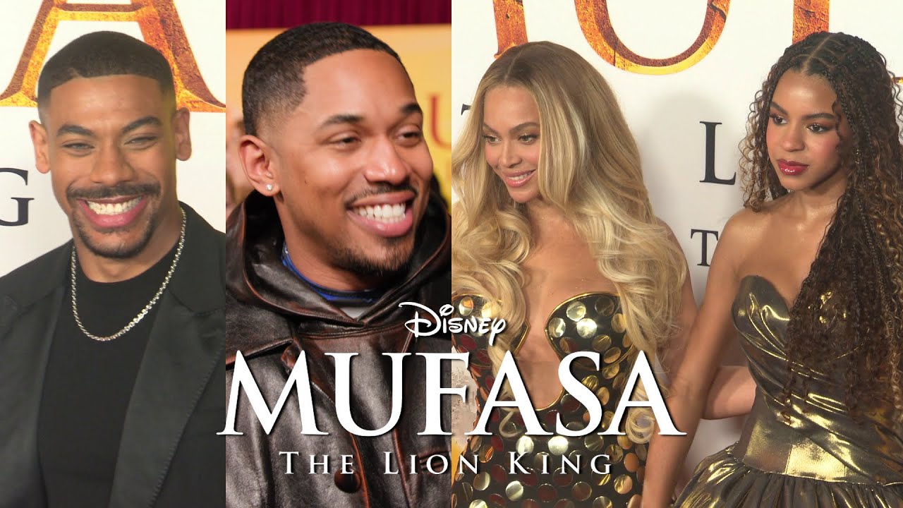 MUFASA premiere Aaron Pierre, Kelvin Harrison Jr, Beyoncé, Lin-Manuel ...