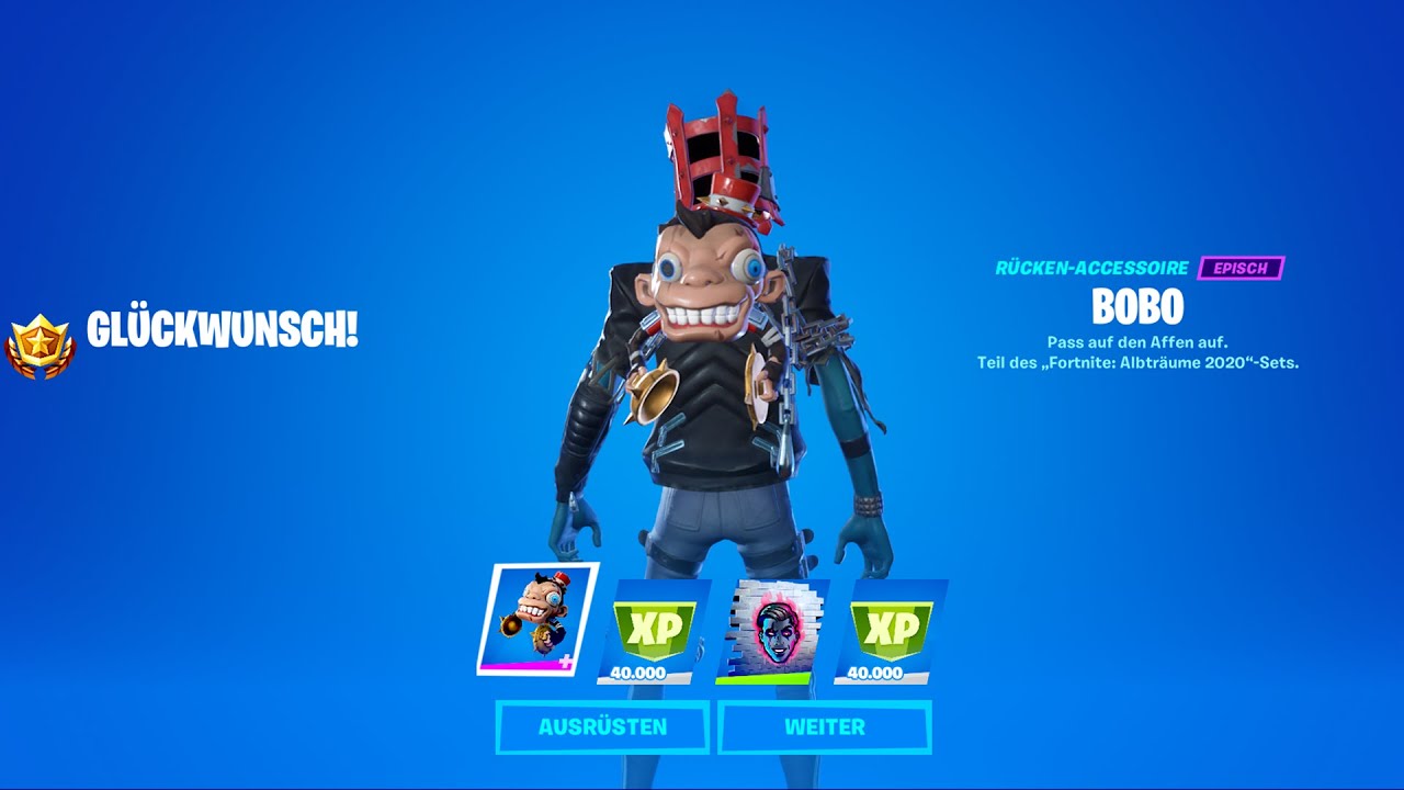 Gratis Bobo Backbling freigeschaltet | Fortnite Albträume Aufgaben ...