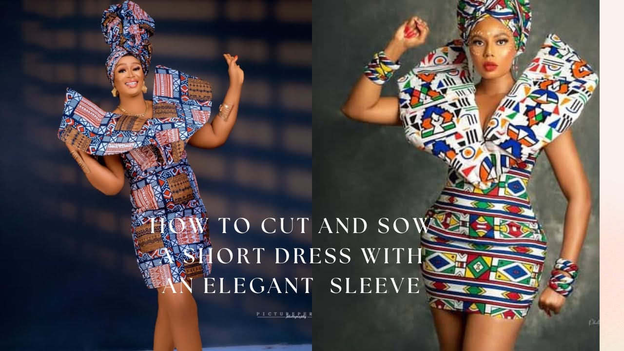 How to cut and sow a short dress with an elegant sleeve - YouTube