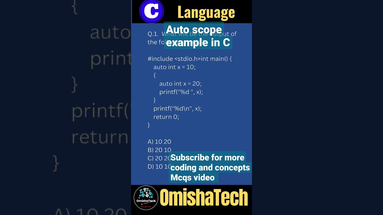 Auto Storage Class C Programming shorts viral omishatech Auto Storage Class C Programming shorts viral omishatech