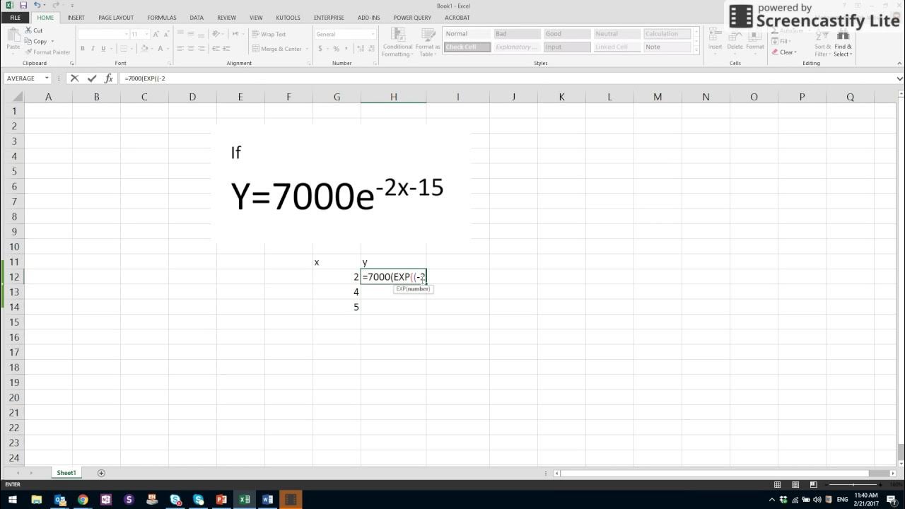 EXP function in Excel - YouTube