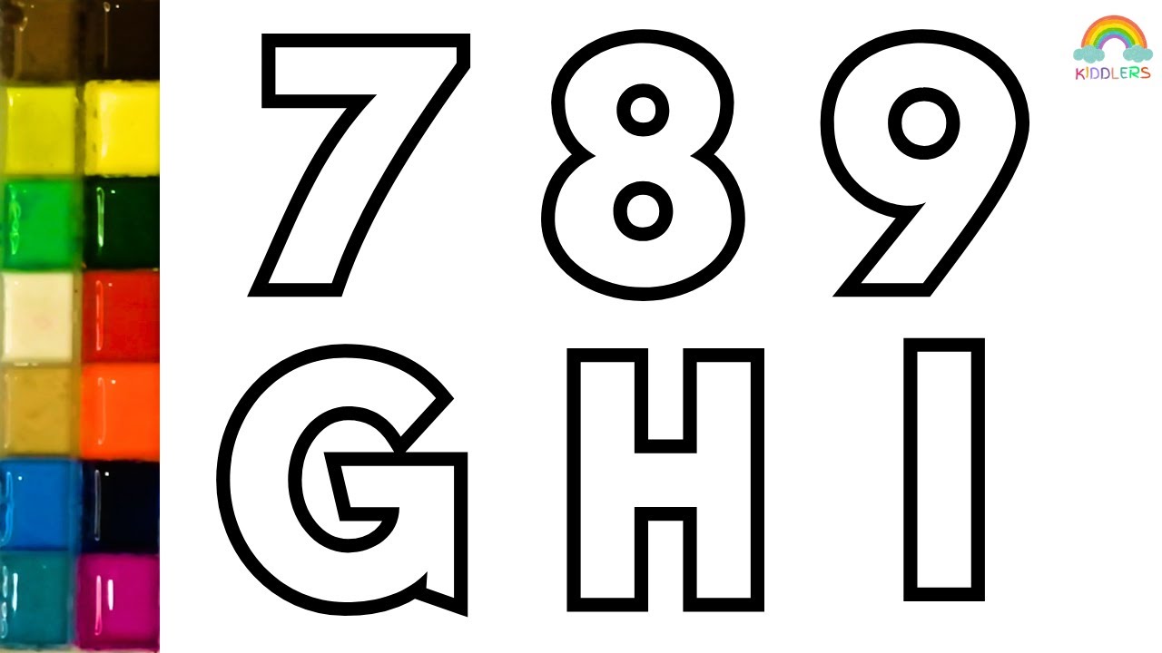 Alphabets G H I and Numbers 7 8 9 | Drawing - Coloring - Painting ...