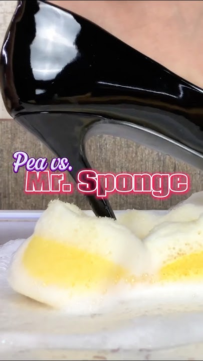Pea vs. Mr. Sponge! High Heels Crushing Things! Oddly Satisfying! ASMR - YouTube