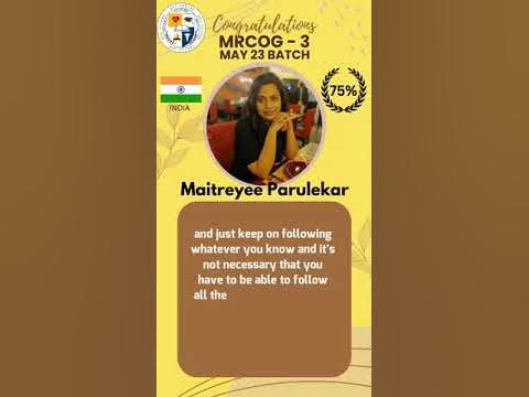 Congratulations Dr Maitreyee Parulekar - RFA Champion of MRCOG Part 3 May 2023 - YouTube