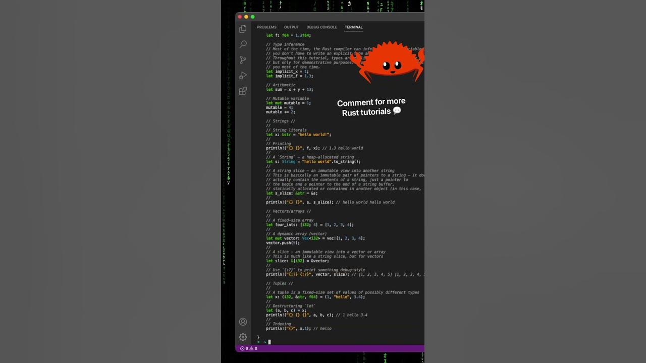 Rust Cheat Sheet In Terminal - Works With Most Programming Languages # 