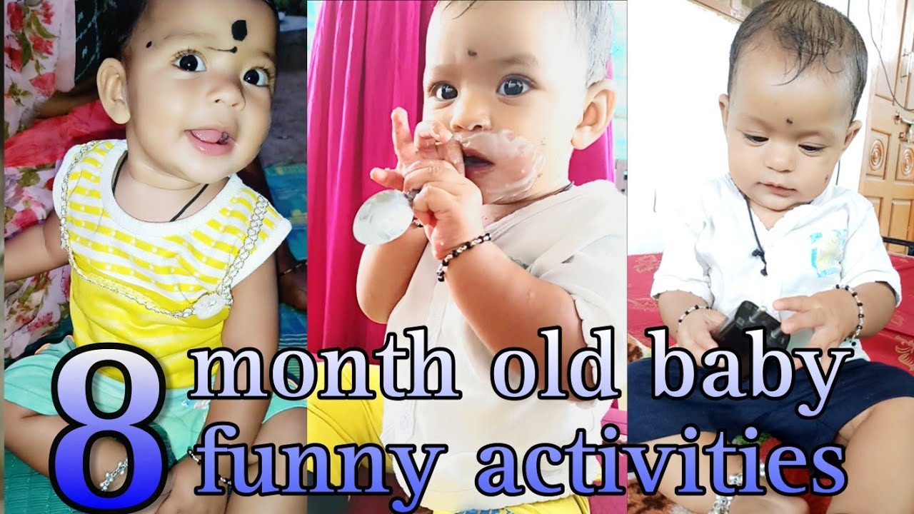 8 month old baby funny activities and development videos// cute baby ...