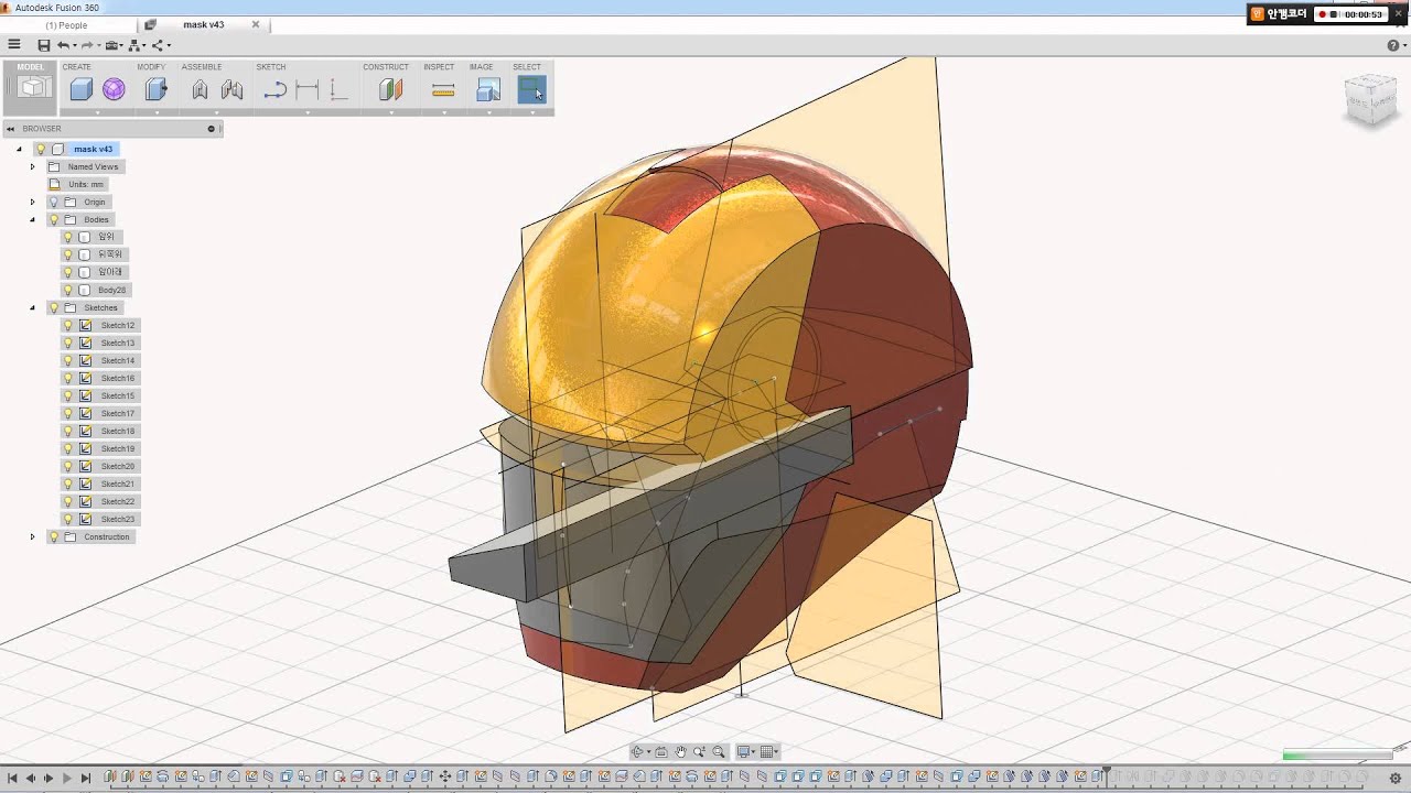 퓨전360 아이언맨 모델링 fusion360 Iron man modeling - YouTube
