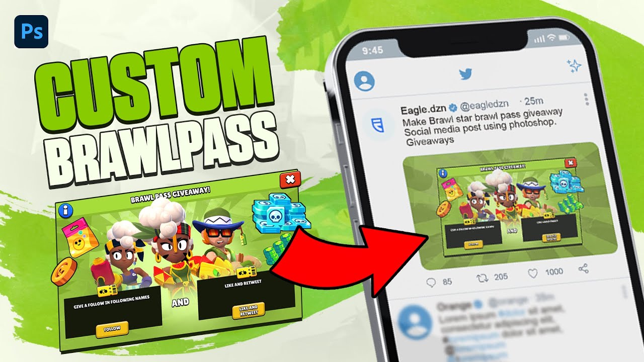 How to make CUSTOM Brawl pass Giveaway Social media post using ...