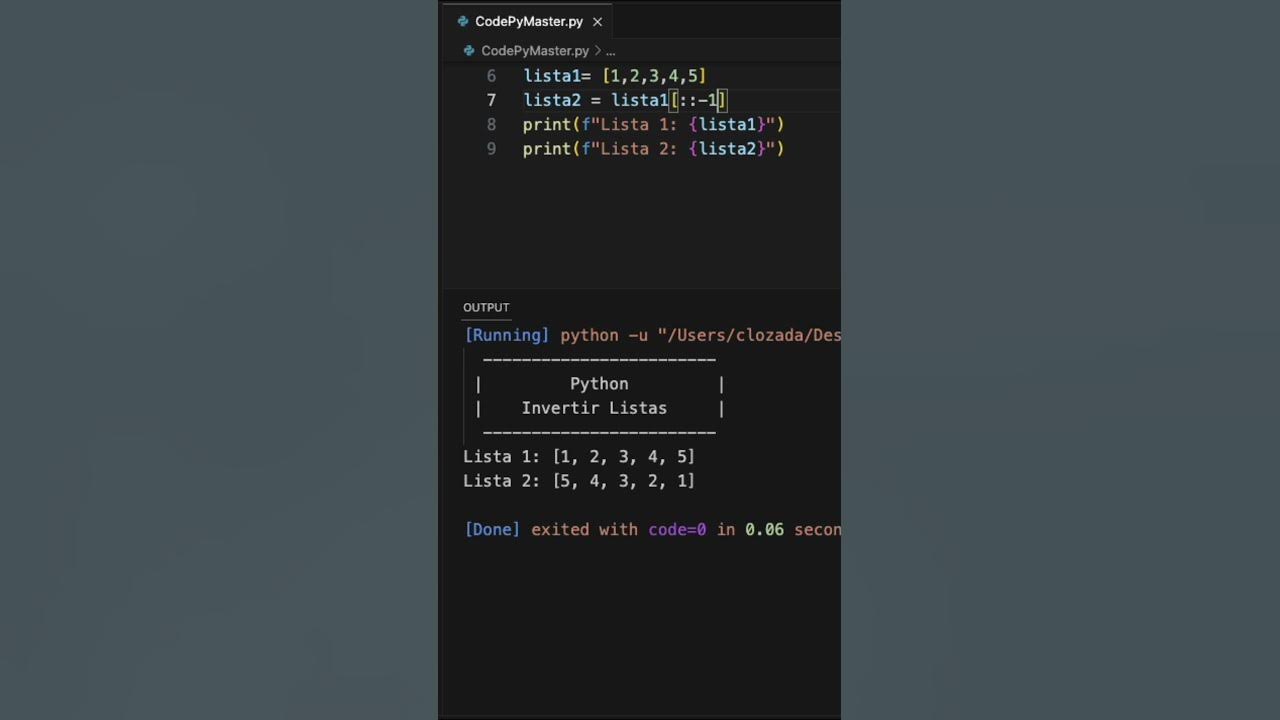 Invertir Listas En Python Reverse Vs 1 Pythontutorialpythonprogramming Pythonlists