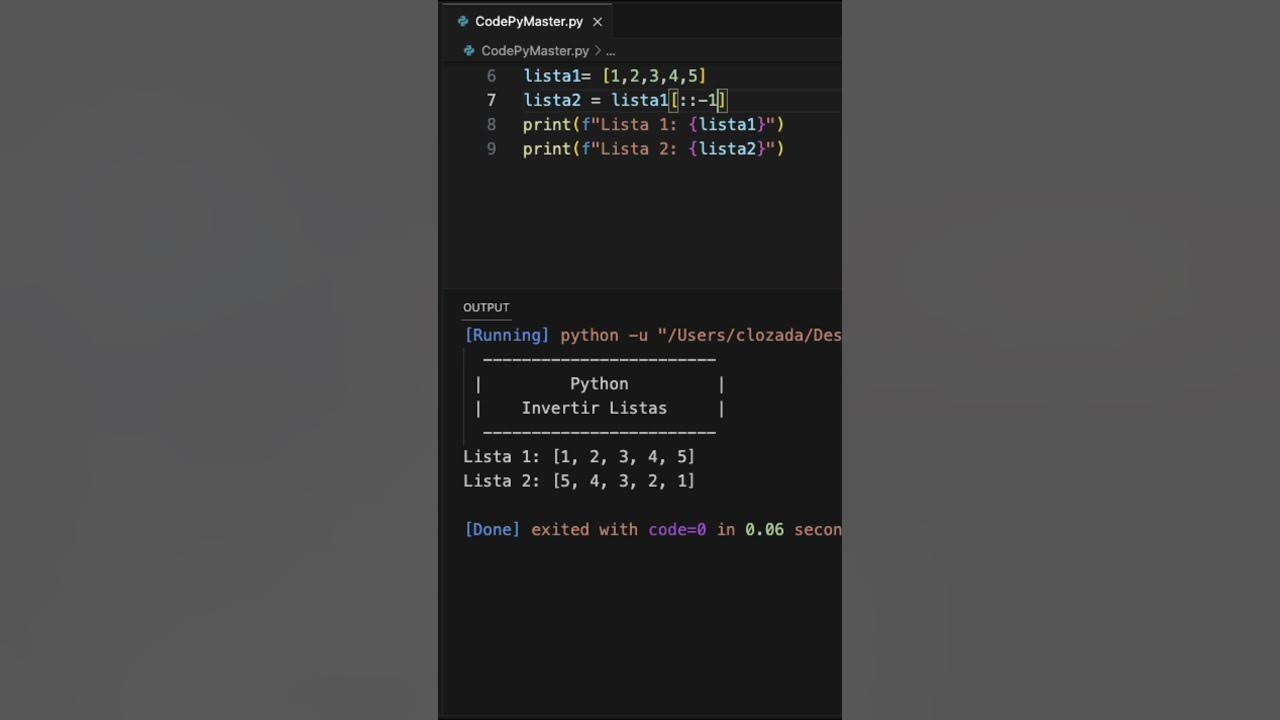 Invertir Listas En Python Reverse Vs 1 Pythontutorialpythonprogramming Pythonlists