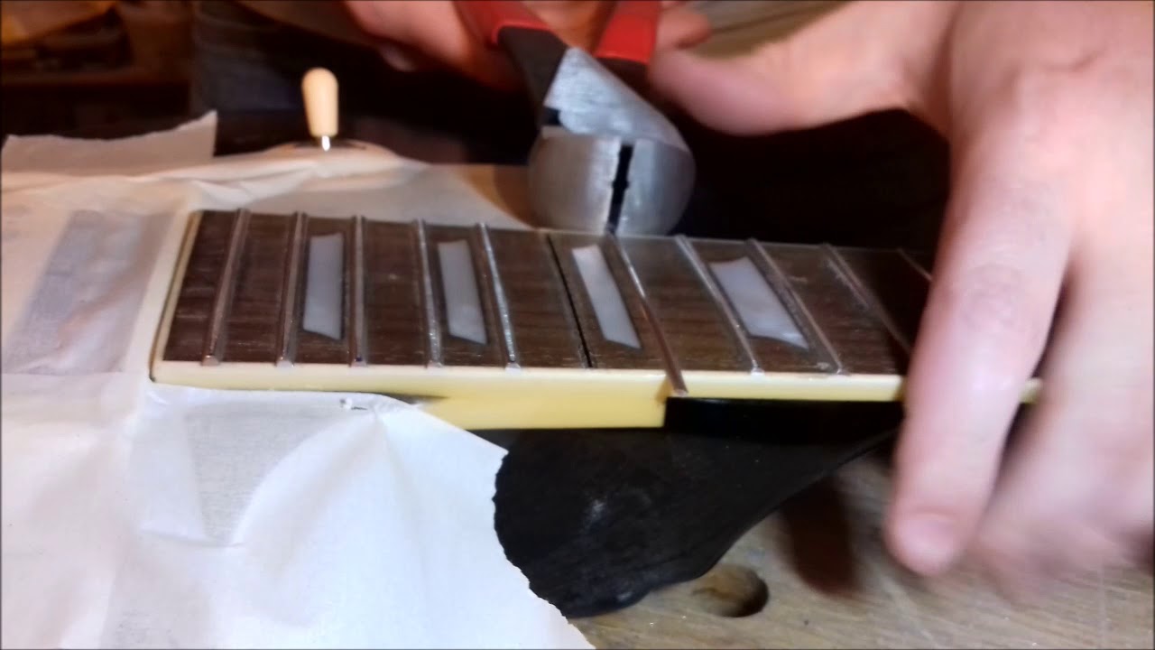 some fretwork on an epiphone 1960 tribute plus - YouTube