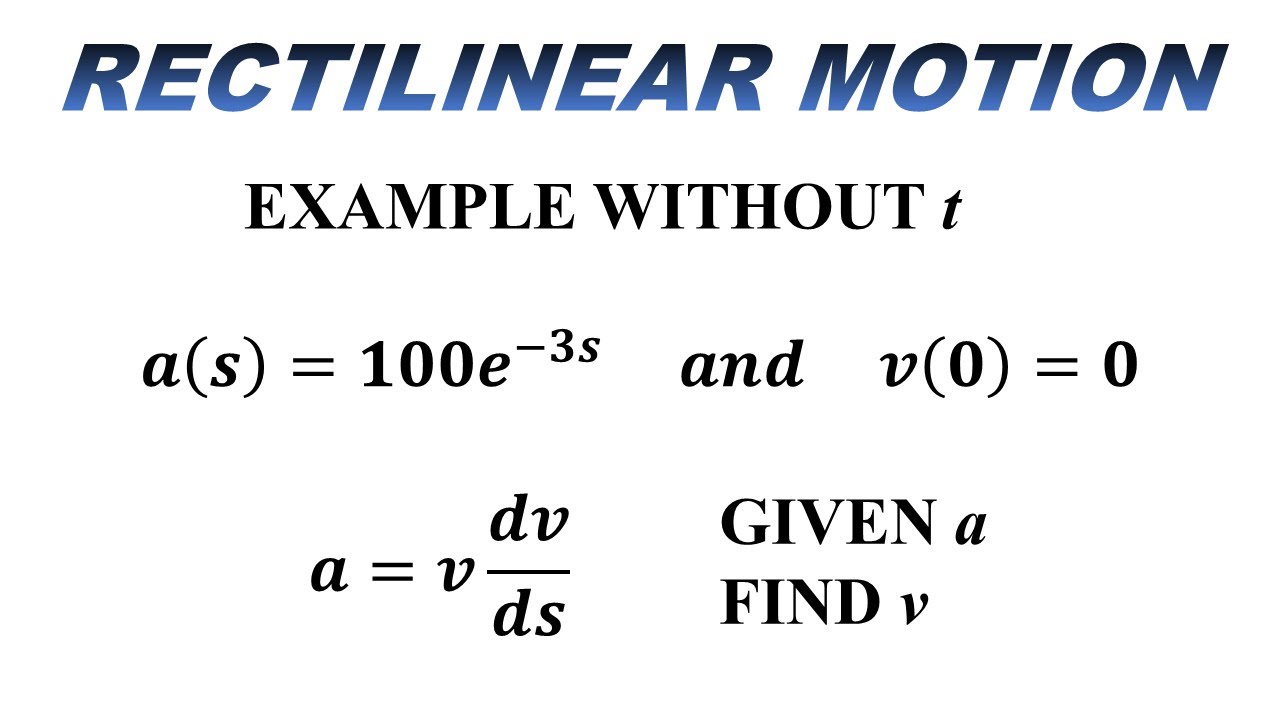 Rectilinear Motion - Example 3 Without t - YouTube