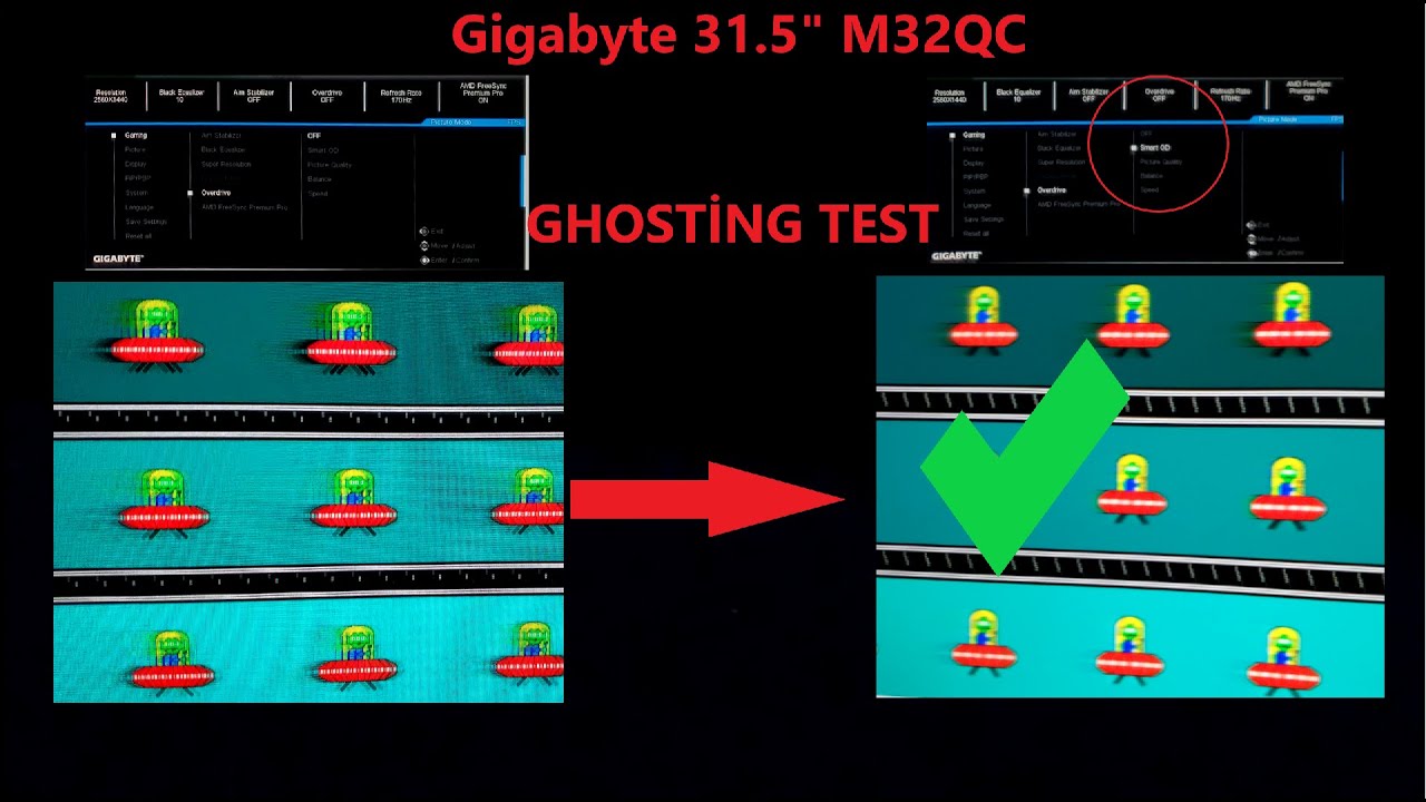 Gigabyte 31.5" M32QC Ghosting Test - YouTube