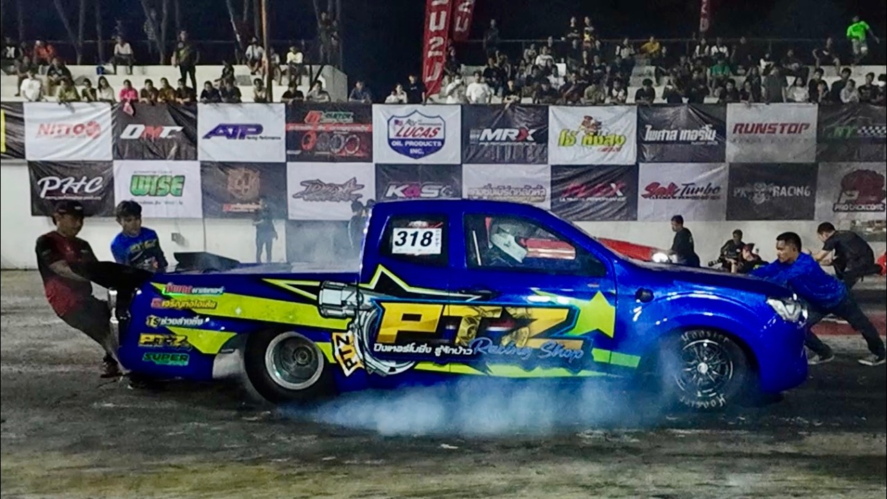 Insane Isuzu Turbo Diesel Drag Trucks At Bangkok Drag Avenue - YouTube