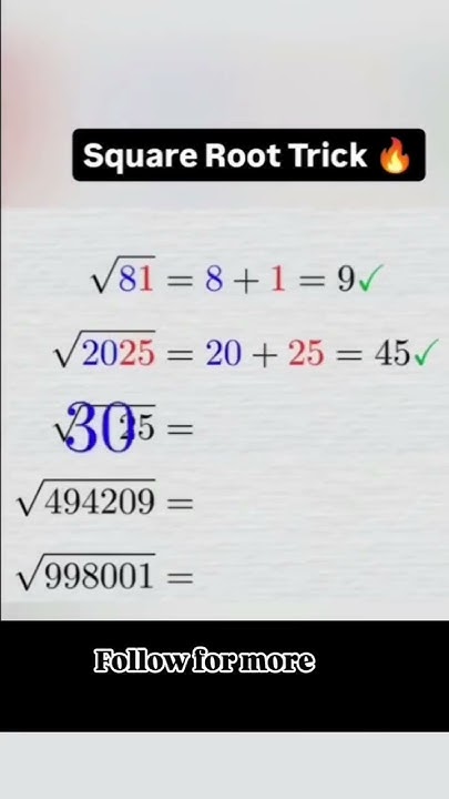 Square root trick Simple 💯🔥🔥🔥🔥 #mathstricks #maths #squareroot - YouTube