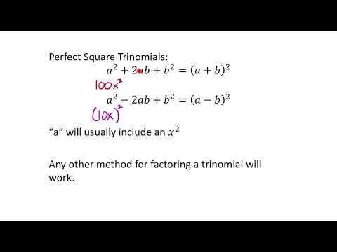 Perfect Squares and Perfect Square Trinomials: The Basics and an Example - YouTube