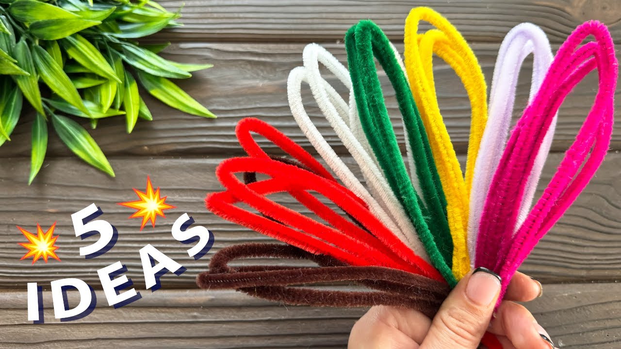 5 IDEAS 💥 Easy Pipe Cleaner Crafts Pipe Cleaner Chenille Decoration ...