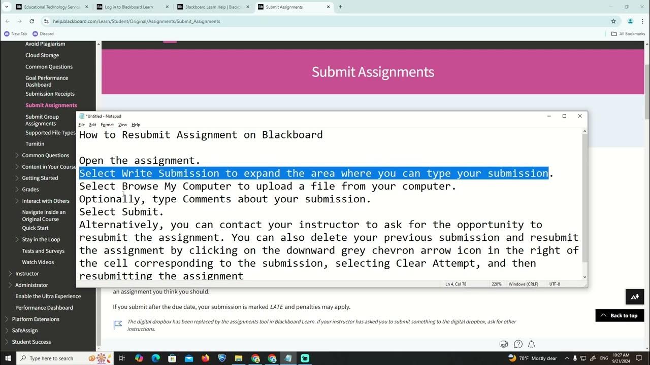 How to Resubmit Assignment on Blackboard - YouTube