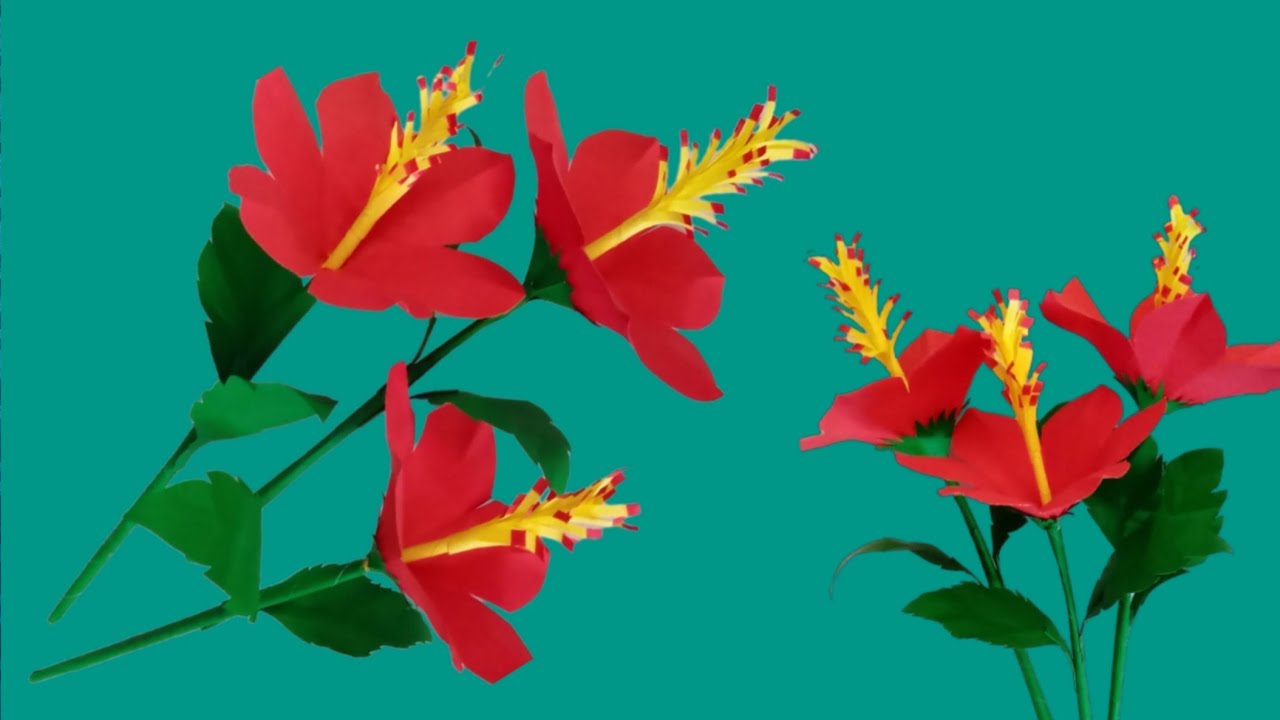 origami hibiscus flower easy | hibiscus flower making with paper - YouTube