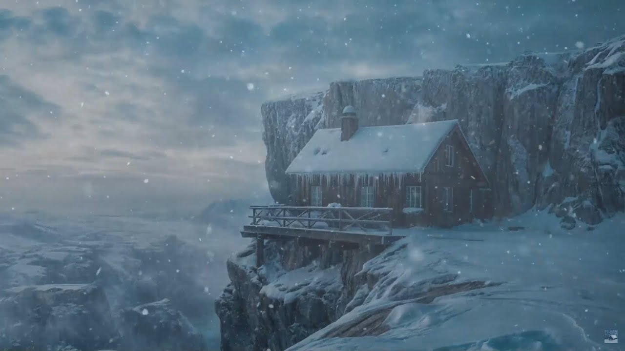 Snow-Blanketed House in Winter Storm | Whistling Winds & Haunting ...