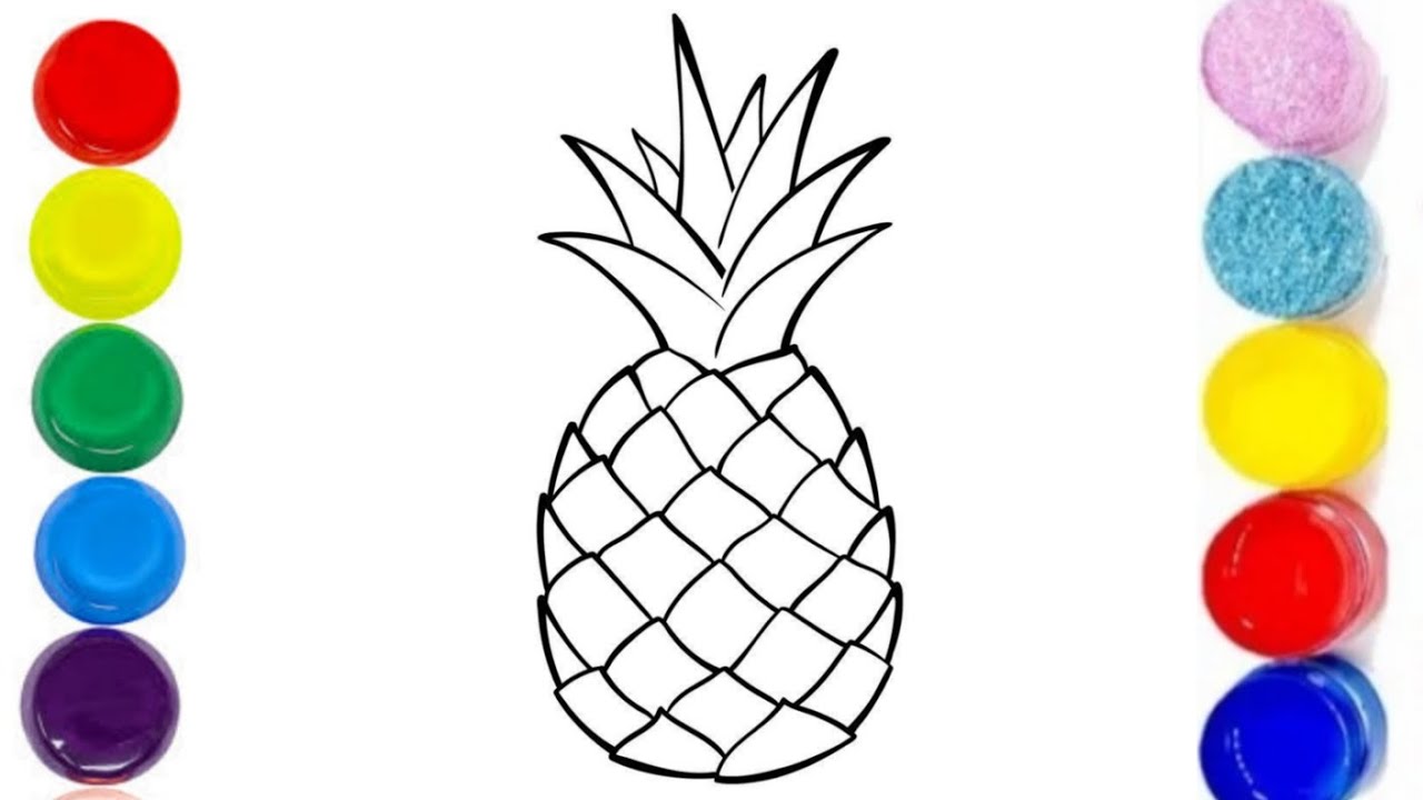 How to Draw and Colour A Pineapple 🍍//Step by step Colouring//Kids ...