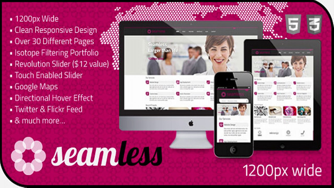 Seamless - Responsive HTML5 1200px Template | Themeforest Website ...