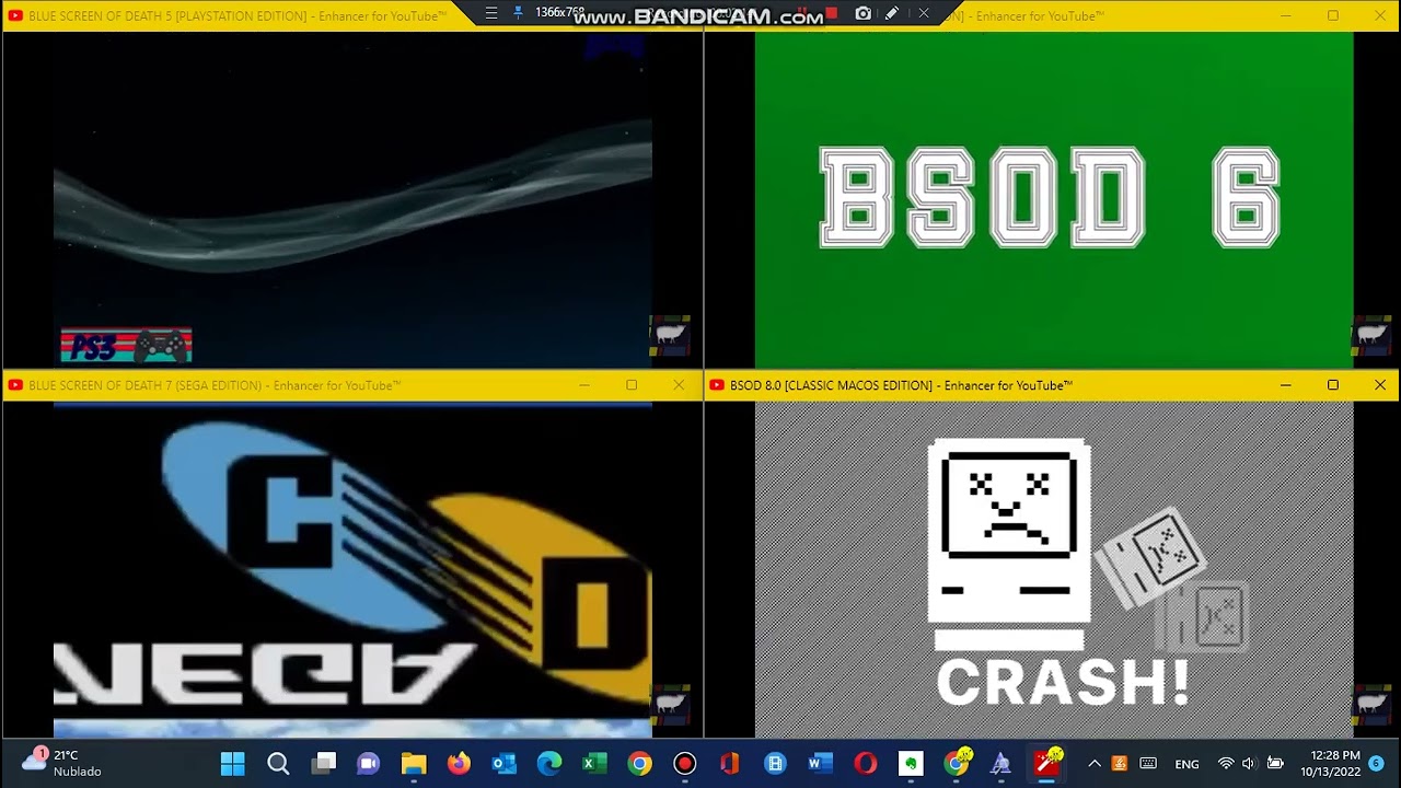4 videos of Windows Expert's BSOD playing at same time Part 2 (0.5x for ...